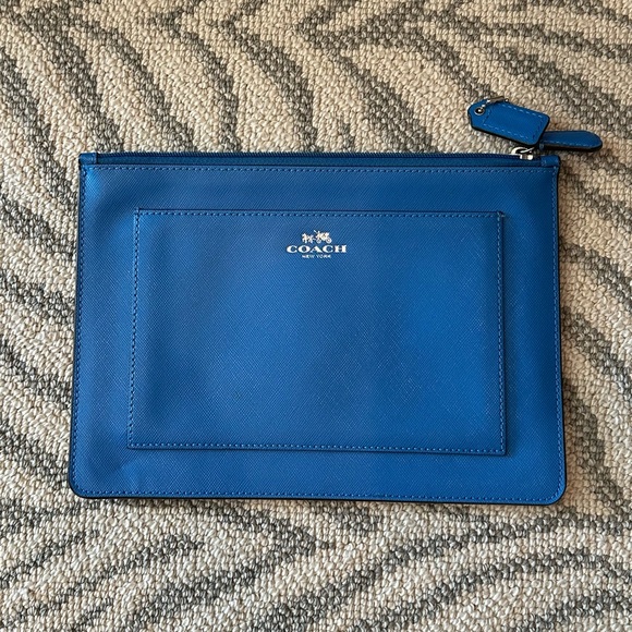 Coach | Accessories | Coach Darcy Blue Leather Tech Pouch | Poshmark